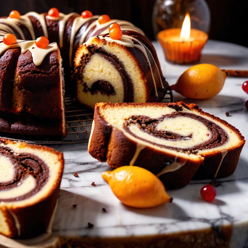 Marble Cake , Traditional Popular Sweet Dessert Cake Stock Illustration ...