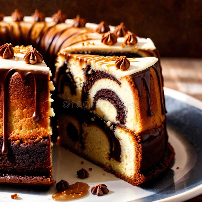 Marble Cake , Traditional Popular Sweet Dessert Cake Stock Illustration ...