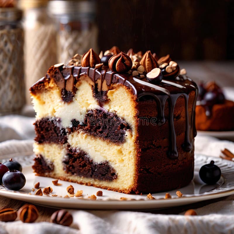 Marble Cake , Traditional Popular Sweet Dessert Cake Stock Illustration ...