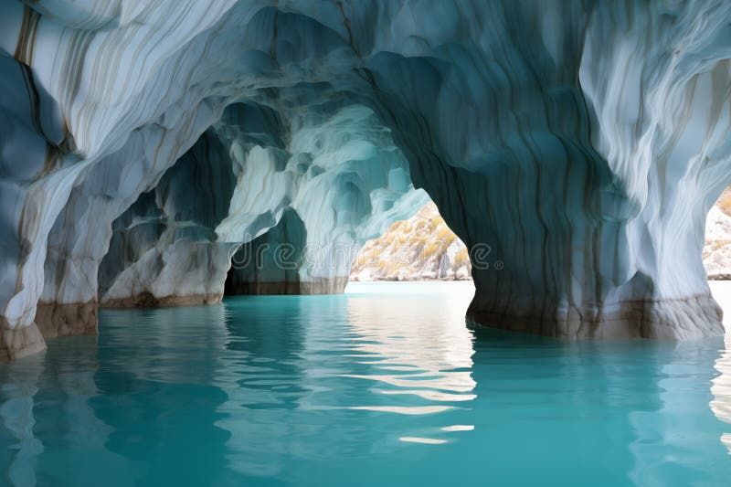 Marble Cave in Coastal Cliff with Crystal Clear Water Stock ...
