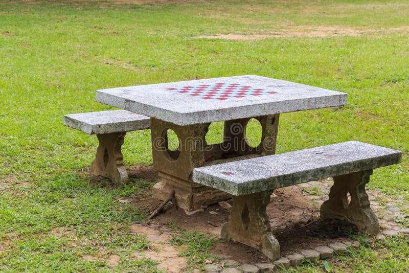 Chess Table Outdoor Fixture Stock Image - Image of chequer, board ...