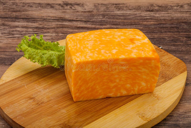 Marble Cheese Brick Over Board Stock Image - Image of hole, healthy ...