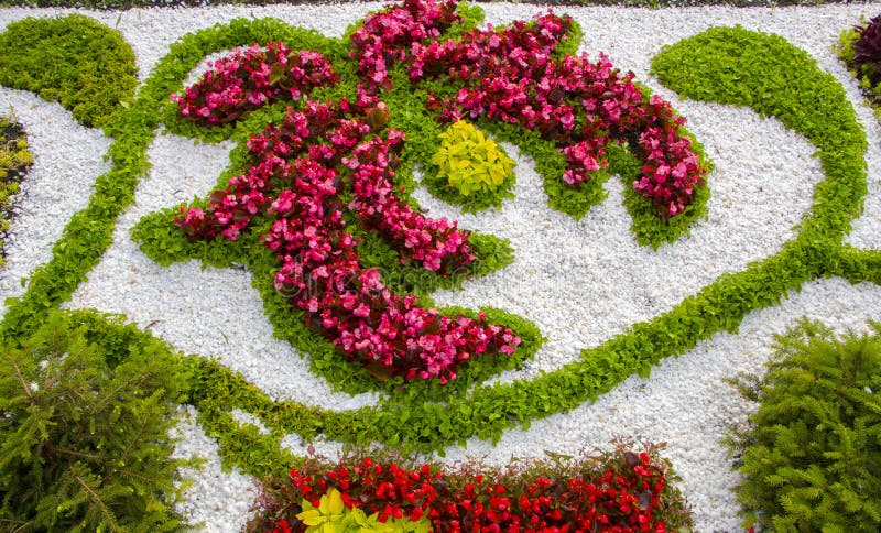 Marble Chips and Many Annual Flowers in Rockeries Stock Photo - Image ...