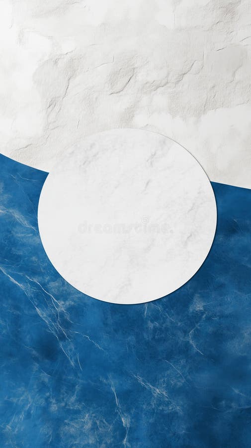 Marble Circle on Textured Blue and White Background Stock Image - Image ...