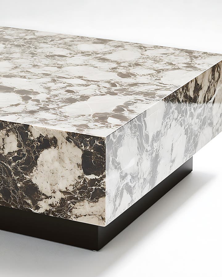 A Marble Coffee Table with a Black Base Stock Photo - Image of marble ...