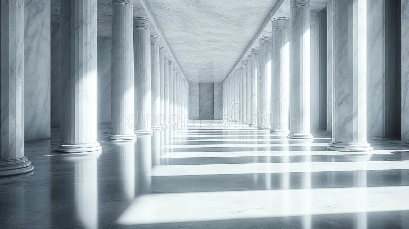 Marble Colonnaded Hall, Sunlight, Empty Interior, Architectural ...