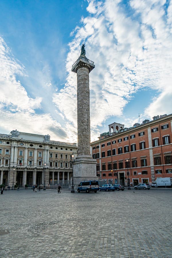 Marble Column of Marcus Aurelius in Rome, Italy Editorial Image - Image ...