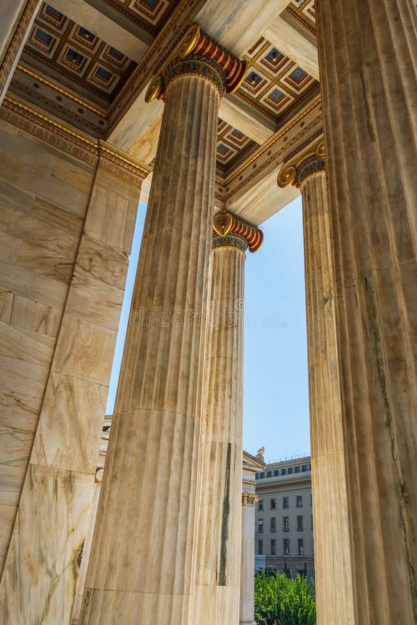 Marble Columns of Academy of Athens in Athens, Greece Stock Photo ...