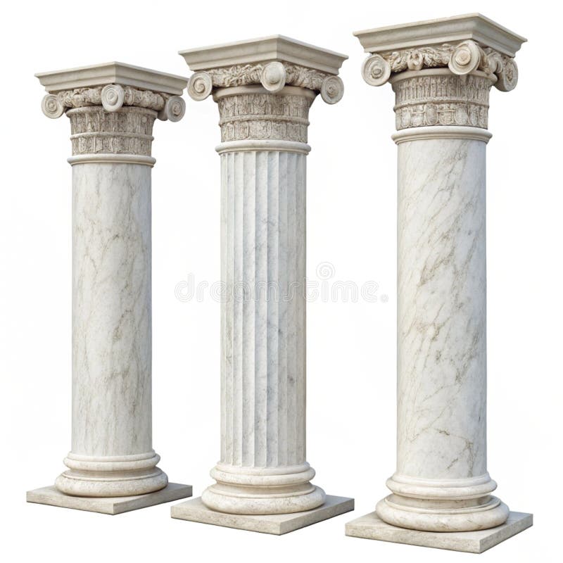 Marble Columns on White Background Stock Illustration - Illustration of ...