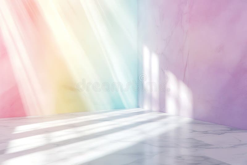 Marble Corner Room with Colorful Light Rays, Interior Architecture ...