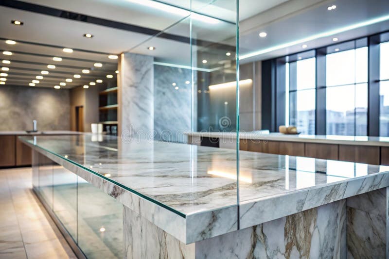 Marble Counter Close-Up Glass Partition Background Stock Illustration ...