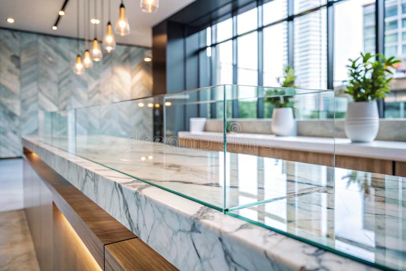 Marble Counter Close-Up Glass Partition Background Stock Illustration ...