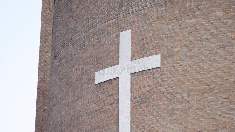 Marble Cross on a Brick Building Stock Footage - Video of building ...