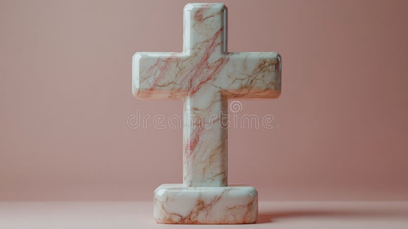 A Marble Cross on a Pink Background. Stock Photo - Image of sculpture ...