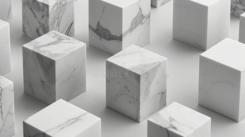 Marble Cubes Arranged in Geometric Formation on a Uniform Backdrop ...