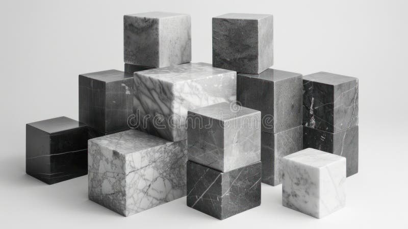 Marble Cubes Arranged in Geometric Formation on a Uniform Backdrop ...