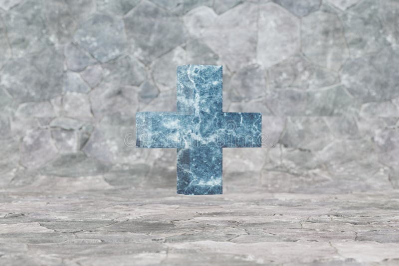 Marble 3d Plus Symbol. Blue Marble Sign on Stone Background Stock ...
