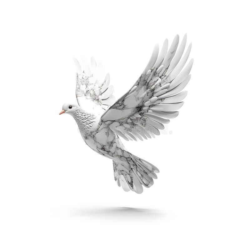 Marble Dove in Flight Elegant 3D Render of a White Bird Stock ...