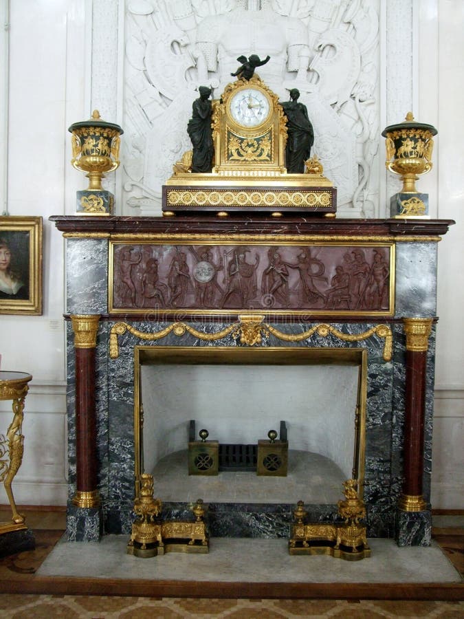 Marble Fireplace with Clock in Hermitage Museum Saint Peterburg ...