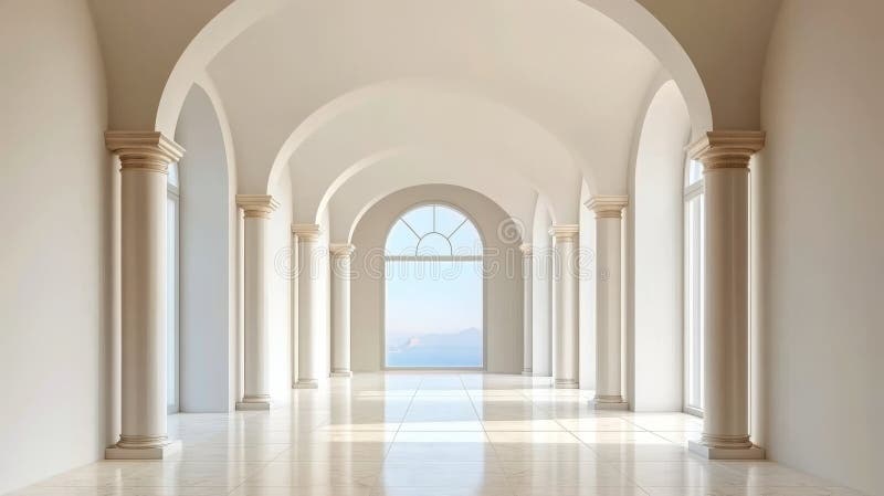 A Marble Floor and Arched Windows are Key Elements of the Architectural ...