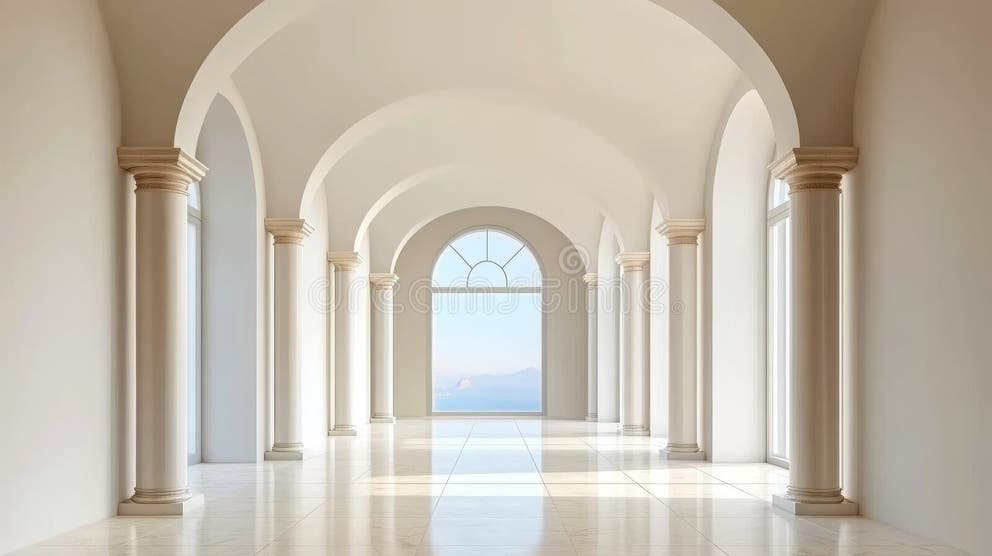 A Marble Floor and Arched Windows are Key Elements of the Architectural ...