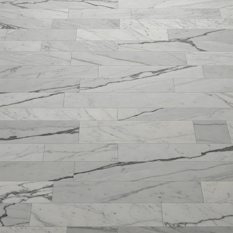 A Marble Floor with White Tiles Featuring Delicate Gray Veining ...