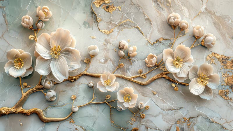 Marble Floral Panel Wall Art Stock Image - Image of interior, original ...