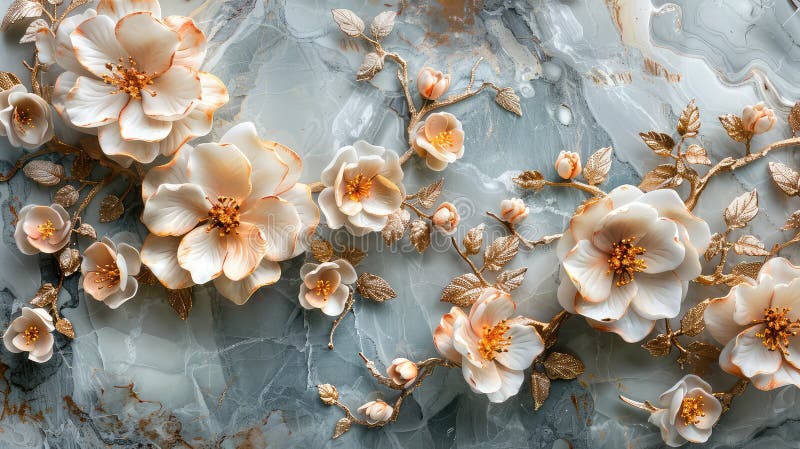 Marble Floral Panel Wall Art Stock Photo - Image of flower, blend ...
