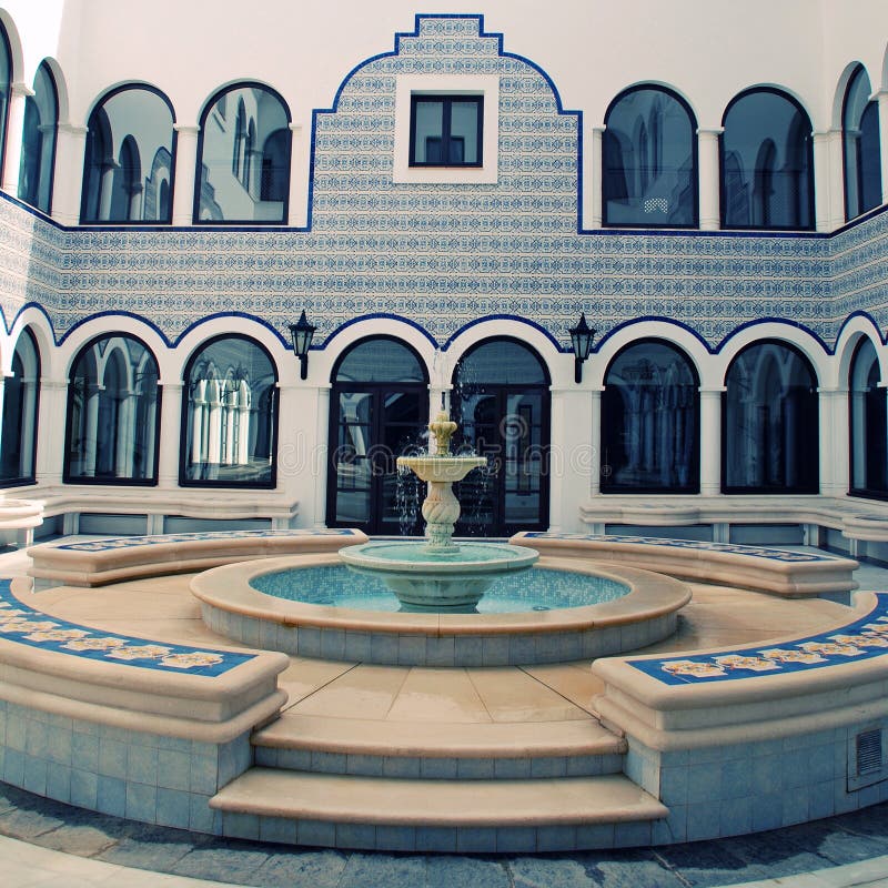 Marble Fountain in Arabic Style Patio(Morocco) Stock Image - Image of ...