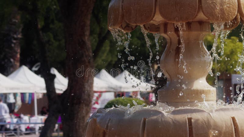 Marble Fountain Water Pool in Natural Park Stock Footage - Video of ...