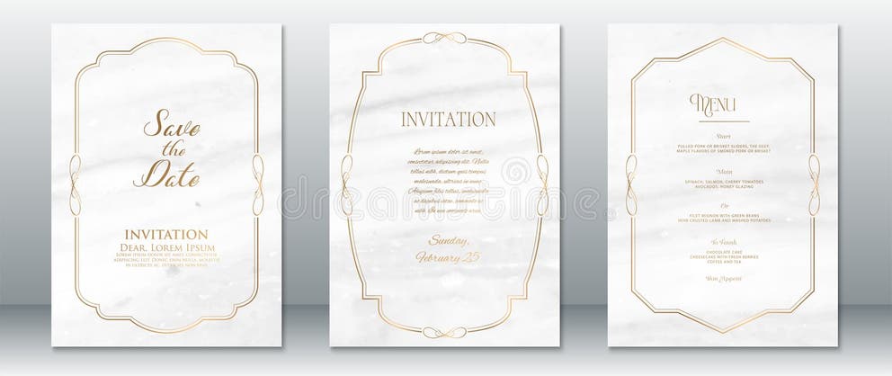 Luxury Elegant Wedding Invitation Design Set Stock Illustrations ...