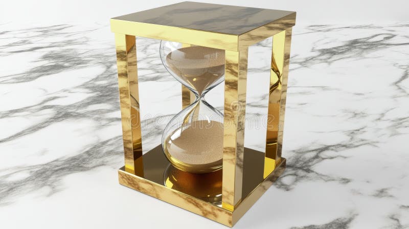 On Marble, a Golden Hourglass Flows, Representing the Concept of Time ...