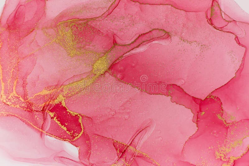 Marble Gradient Pink and Gold Veins Artwork Background. Stock Image ...