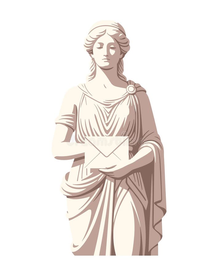 Marble Greek Goddess Statue Holding Mail Sending Message Stock Image ...