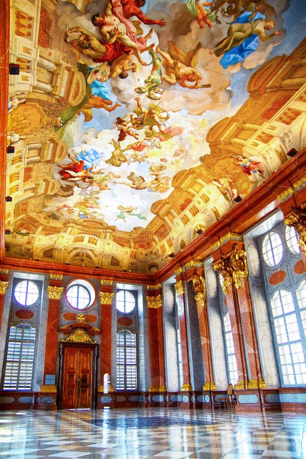 Marble Hall of the Monastery in Melk Stock Photo - Image of ornate ...