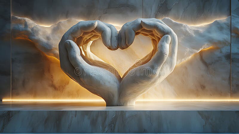 Marble Hands Heart Shape, Backlit, Modern Art, Love, Website Banner ...