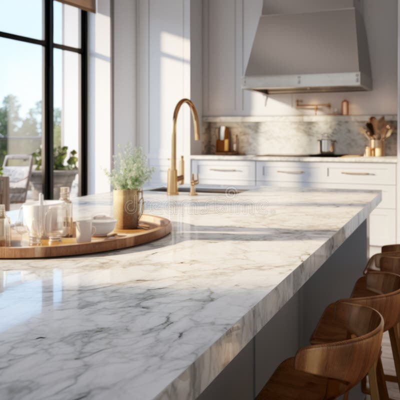 Marble Kitchen Counter with Modern Décor Stock Illustration ...