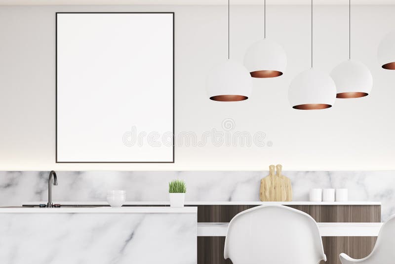 Marble Kitchen, White Counters Stock Illustration - Illustration of ...