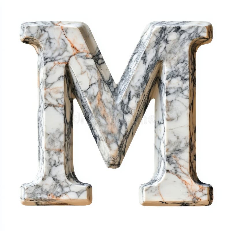 A Marble Letter "M" Showcasing Elegant Design and Texture Stock ...