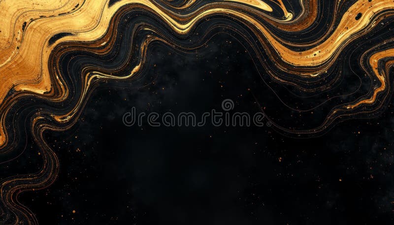 Marble-Like Pattern, Gold and Black with Starry Night Effect Stock ...