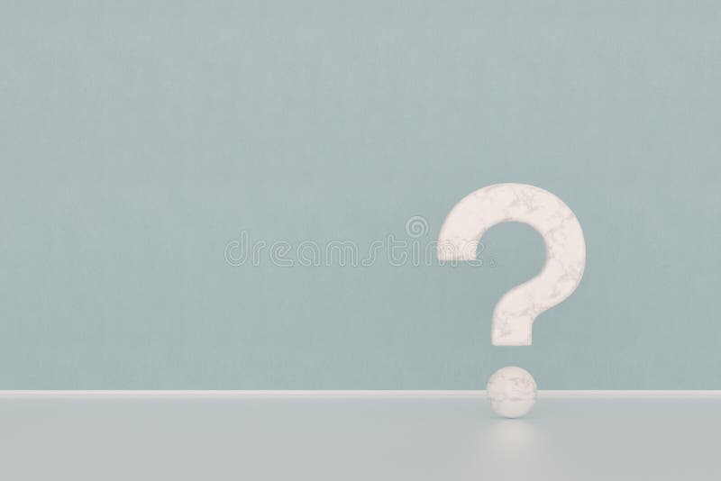 Marble Material Question Mark on Blue Background. 3D Illustration Stock ...