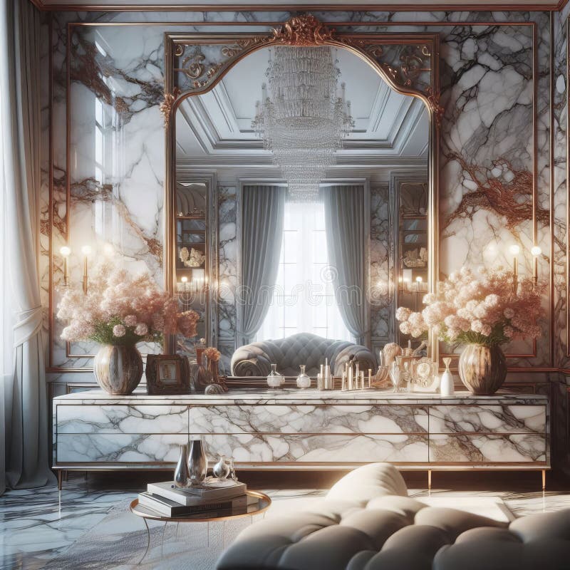 Marble Mirror a Mirror with a Marble Texture Giving the Reflecti Stock ...