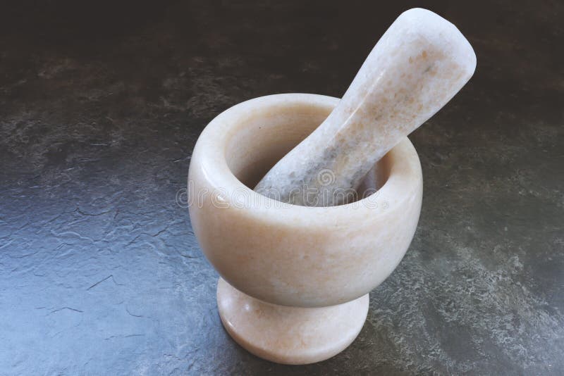 Marble Mortar and Kitchen Table Stock Photo - Image of porcelain ...