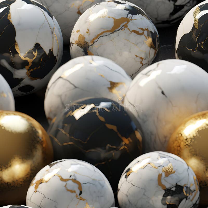 Seamless Marble Composition with Spherical Objects in Modern Aesthetic ...