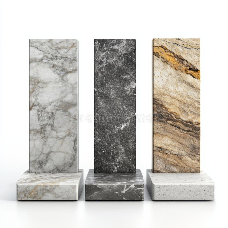 Marble Pedestal with Marble Texture on White Background. 3D ...