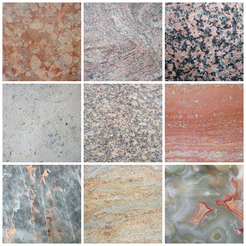 Marble Picture Collage with Different Textures. Stock Photo - Image of ...