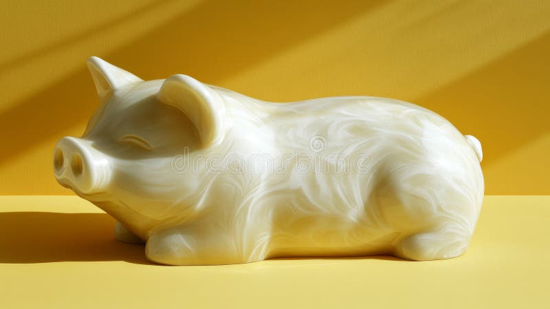 Marble Pig Sculpture on a Yellow Background. Stock Photo - Image of ...