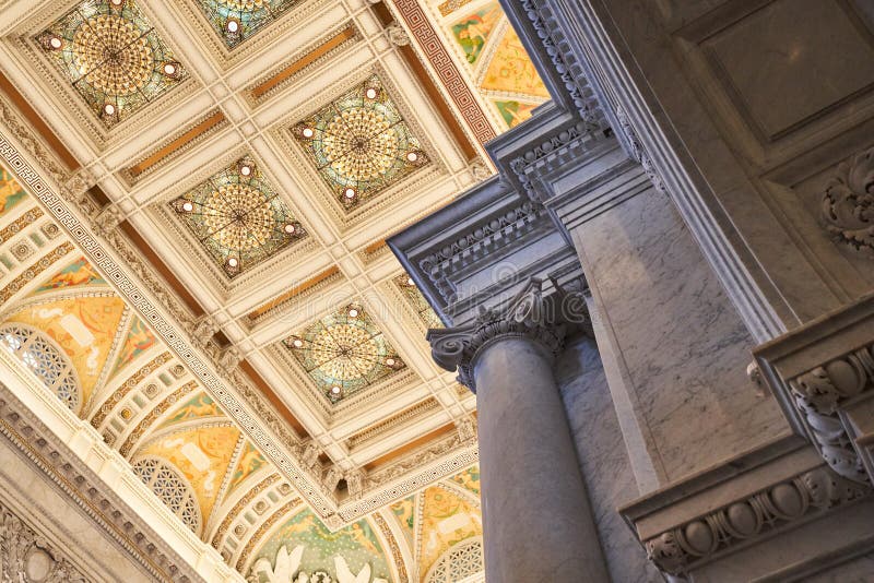 A Marble Pillar at the Library of Congress Stock Photo - Image of ...