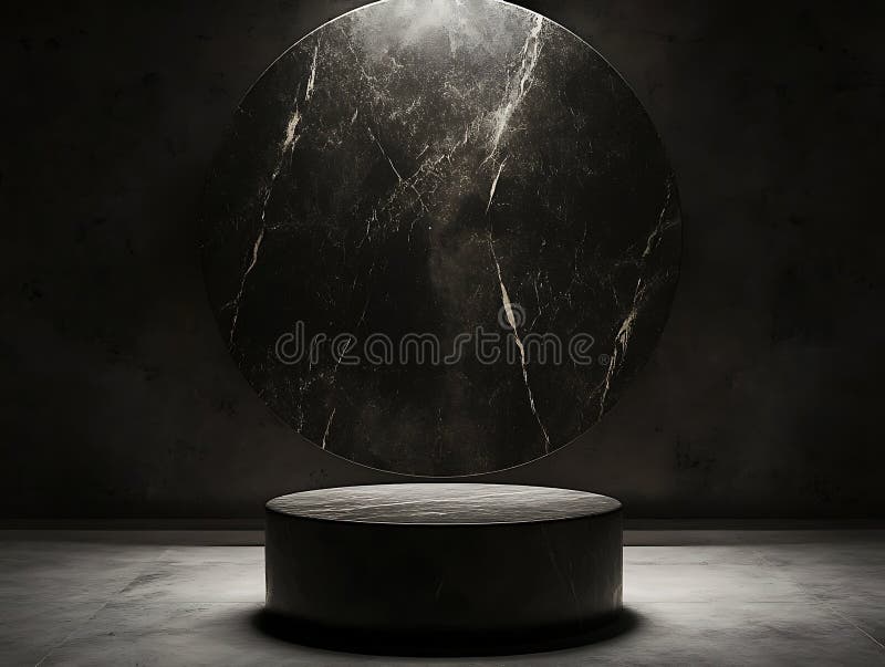 Marble Platform Illuminated Under Soft Lighting with a Large Circular ...