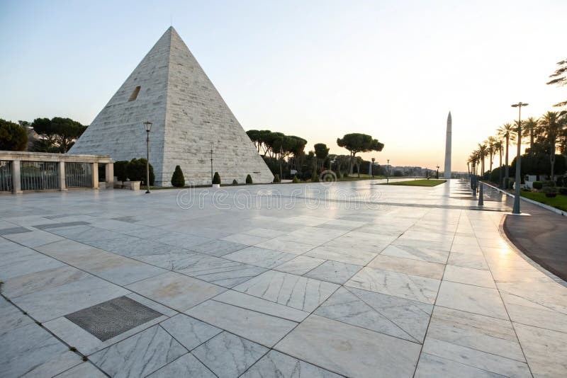 Marble Plaza Under the Triangular Pyramid Stock Illustration ...